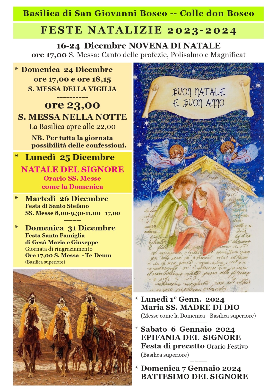 Feste Natalizie 2023/2024: gli orari delle Celebrazioni al Colle ...